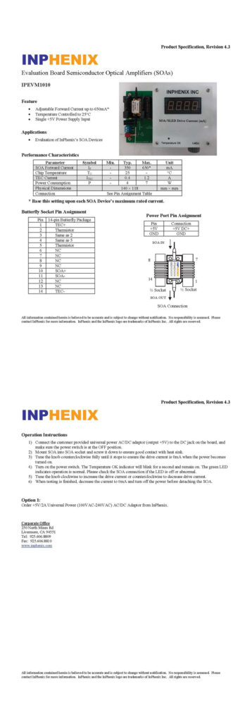 Semiconductor Optical Amplifiers - INPHENIX
